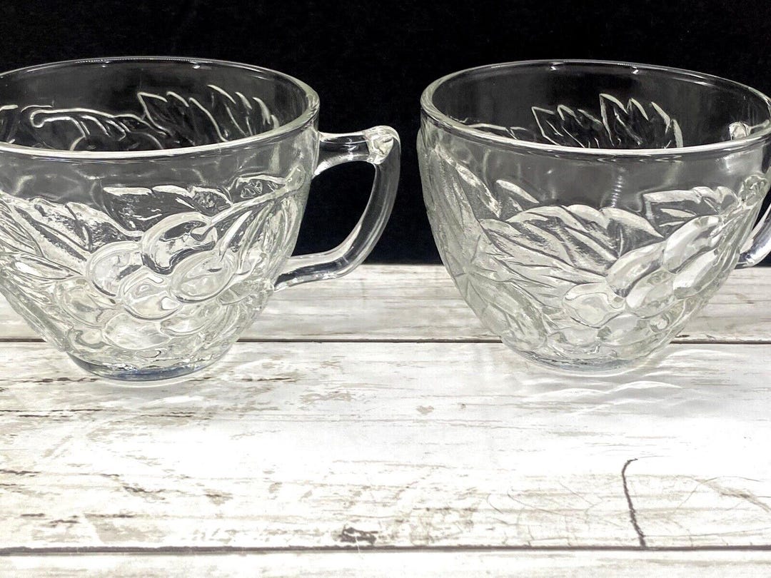 Vintage Indiana Princess Clear Glass Grape Leaf Punch Replacement Cups ...