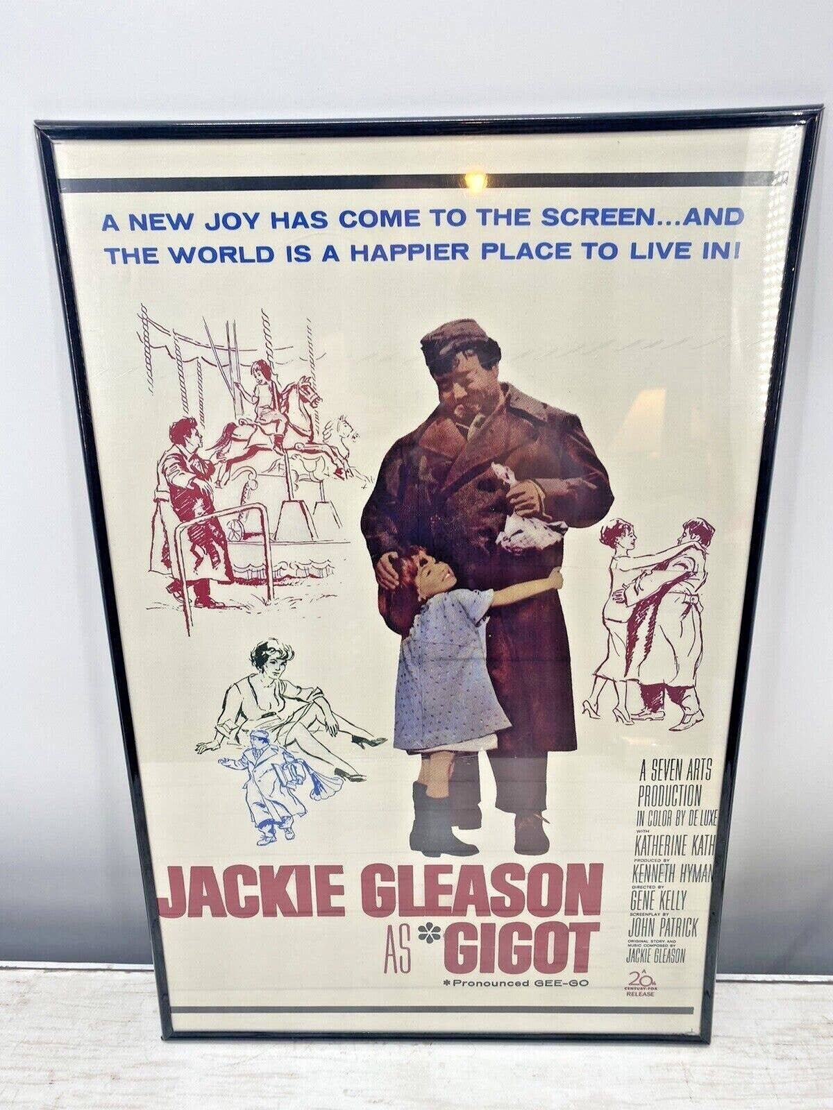 Vintage Framed 1962 Jackie Gleason as Gigot Movie Collectors Poster ...