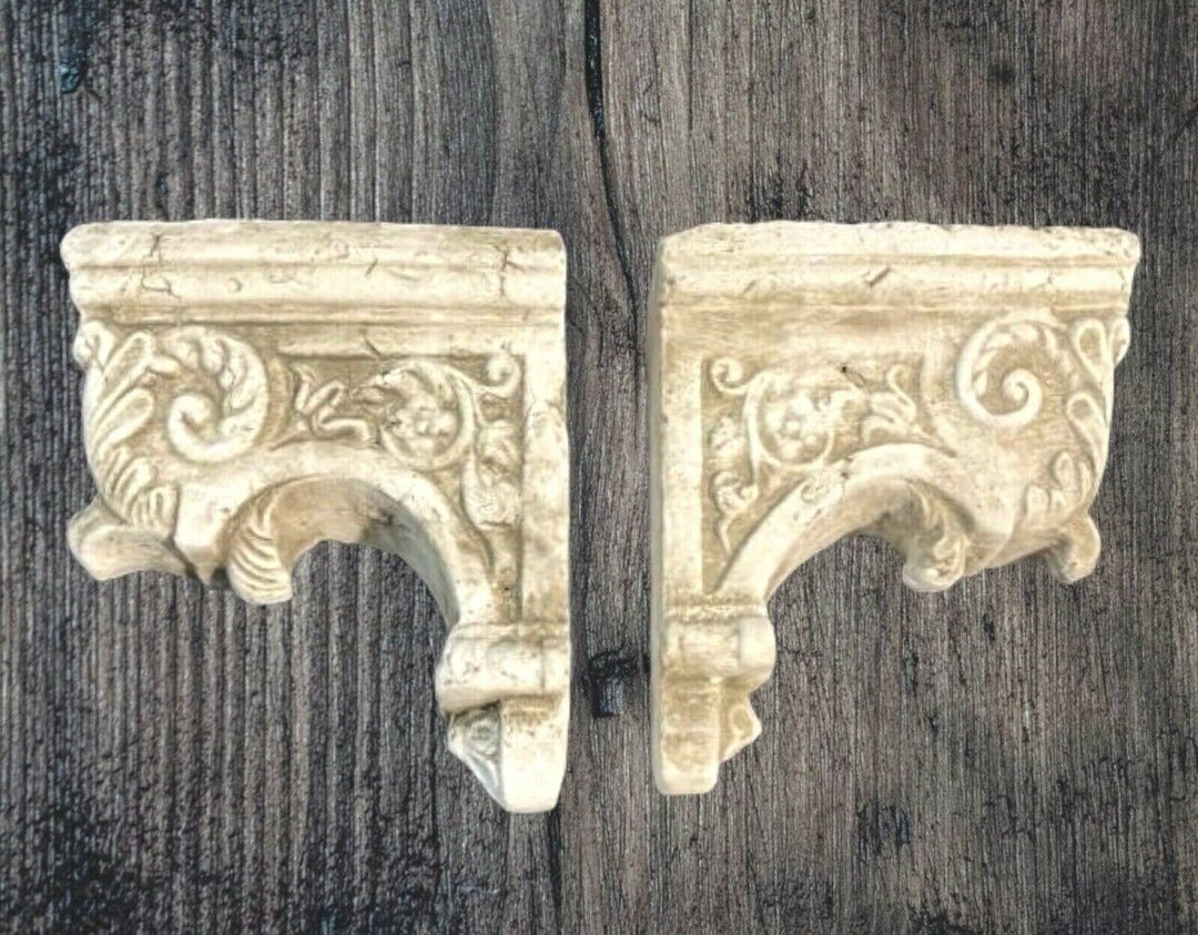 2 Terracotta Outdoor Garden Roman Scroll Shelf Sconces Shabby - Etsy