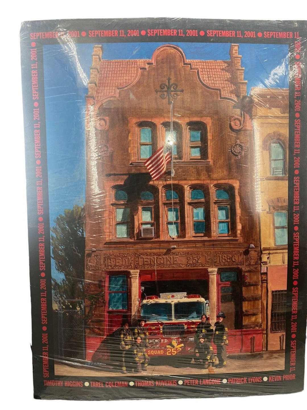 FDNY 9/11 Memorial Firefighters SQUAD 252 Cardboard Poster 35x26" W ...