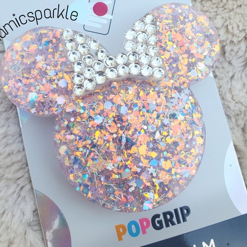 Custom Clear Minnie Mouse Pink Bow Inspired Bling Popsocket - Etsy