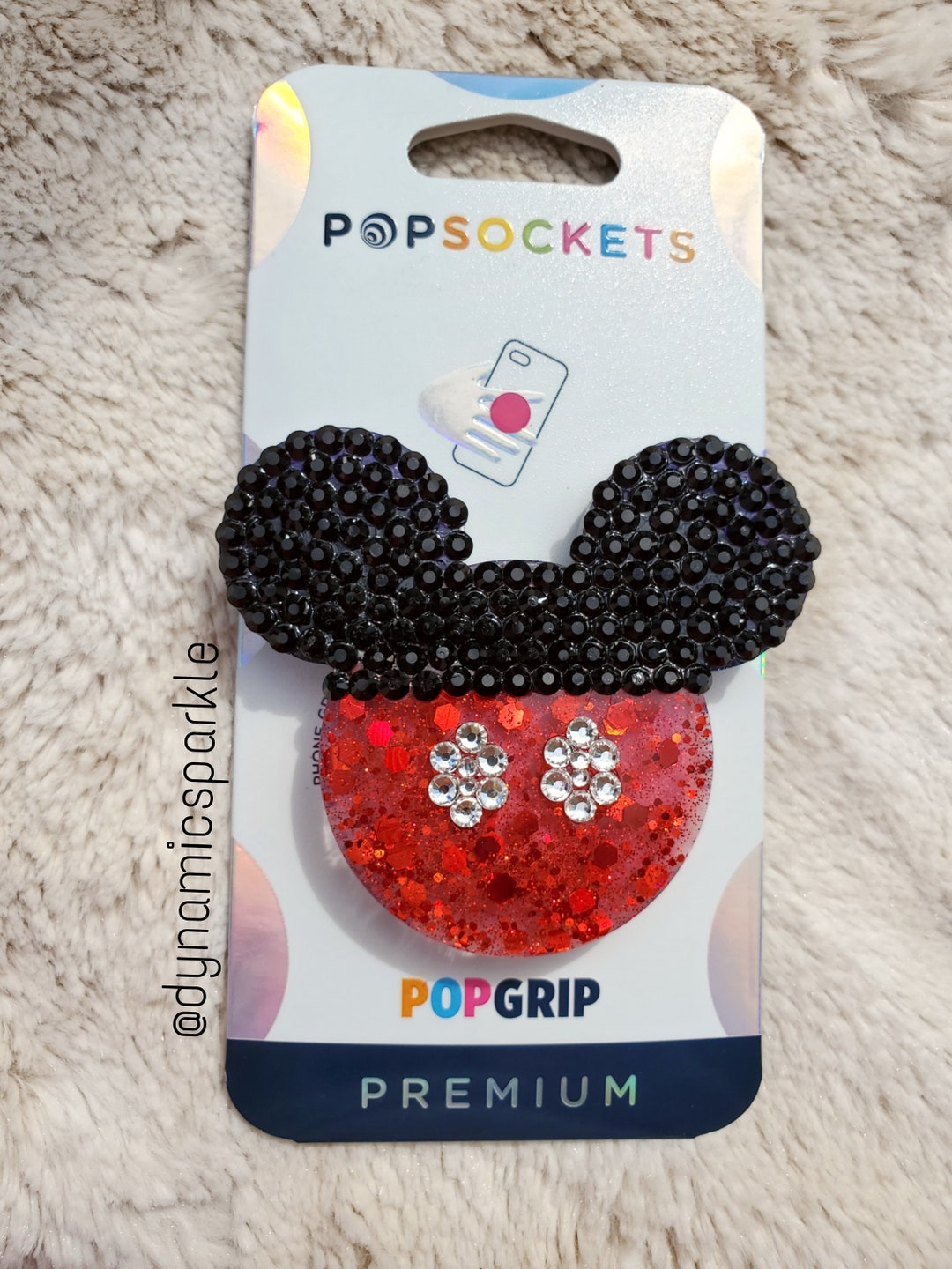 Custom Black and Red Mickey Mouse Inspired Bling Glitter Popsocket - Etsy