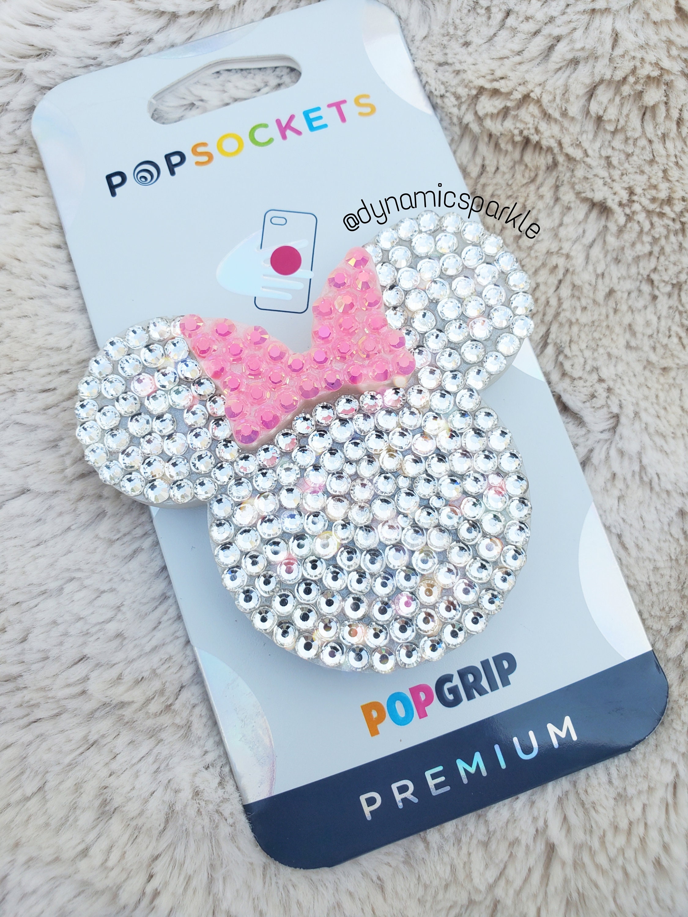 Custom clear Minnie Mouse pink bow inspired bling Popsocket | Etsy