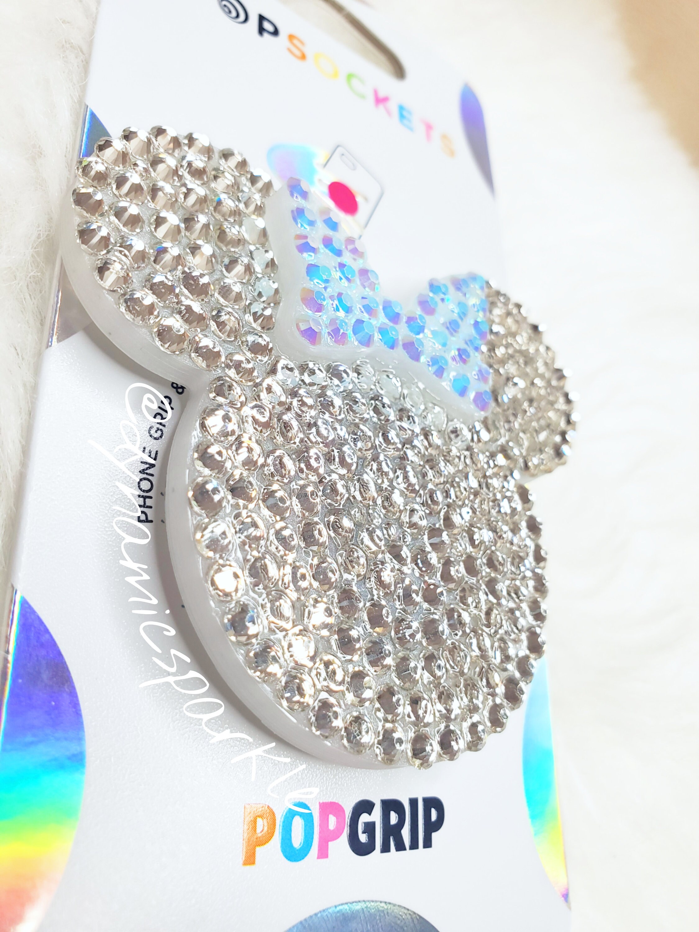 Custom Clear Minnie Mouse Blue Bow Inspired Bling Popsocket | Etsy