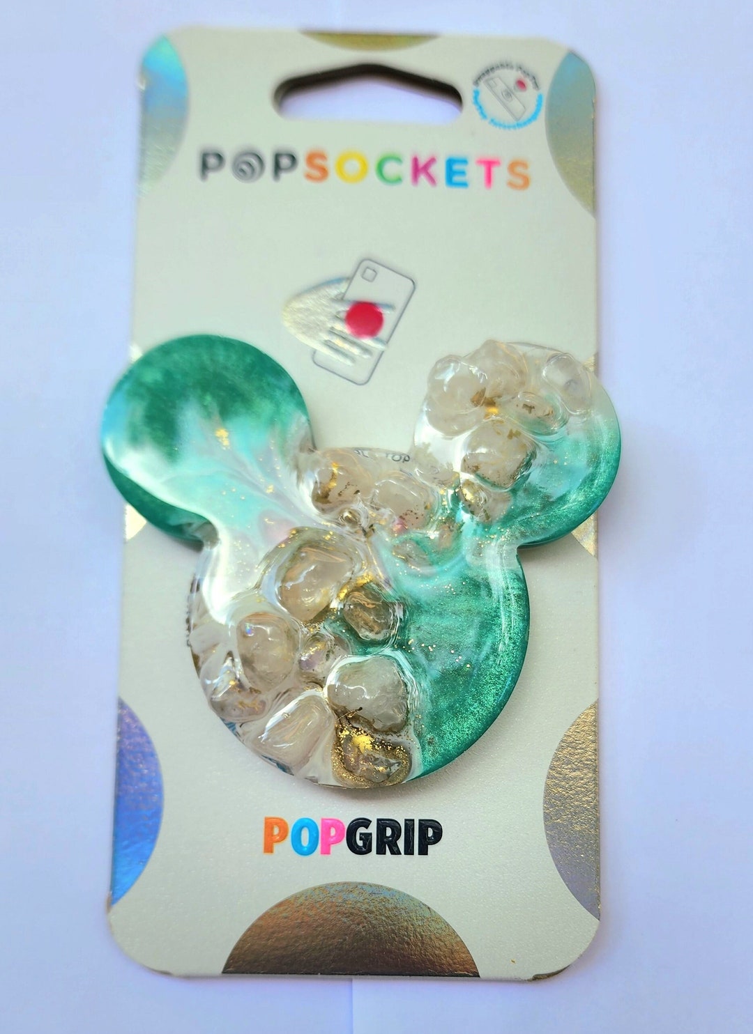 Quartz Crystal Green Minnie Mouse Agate Geode Inspired Popsocket - Etsy