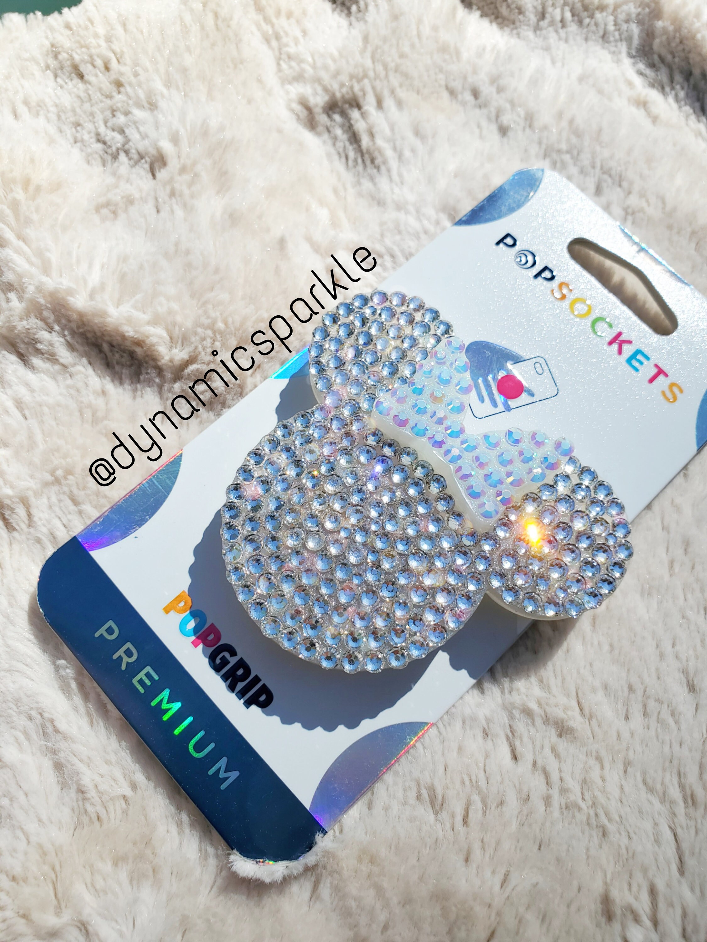 Custom clear Minnie Mouse blue bow inspired bling Popsocket | Etsy