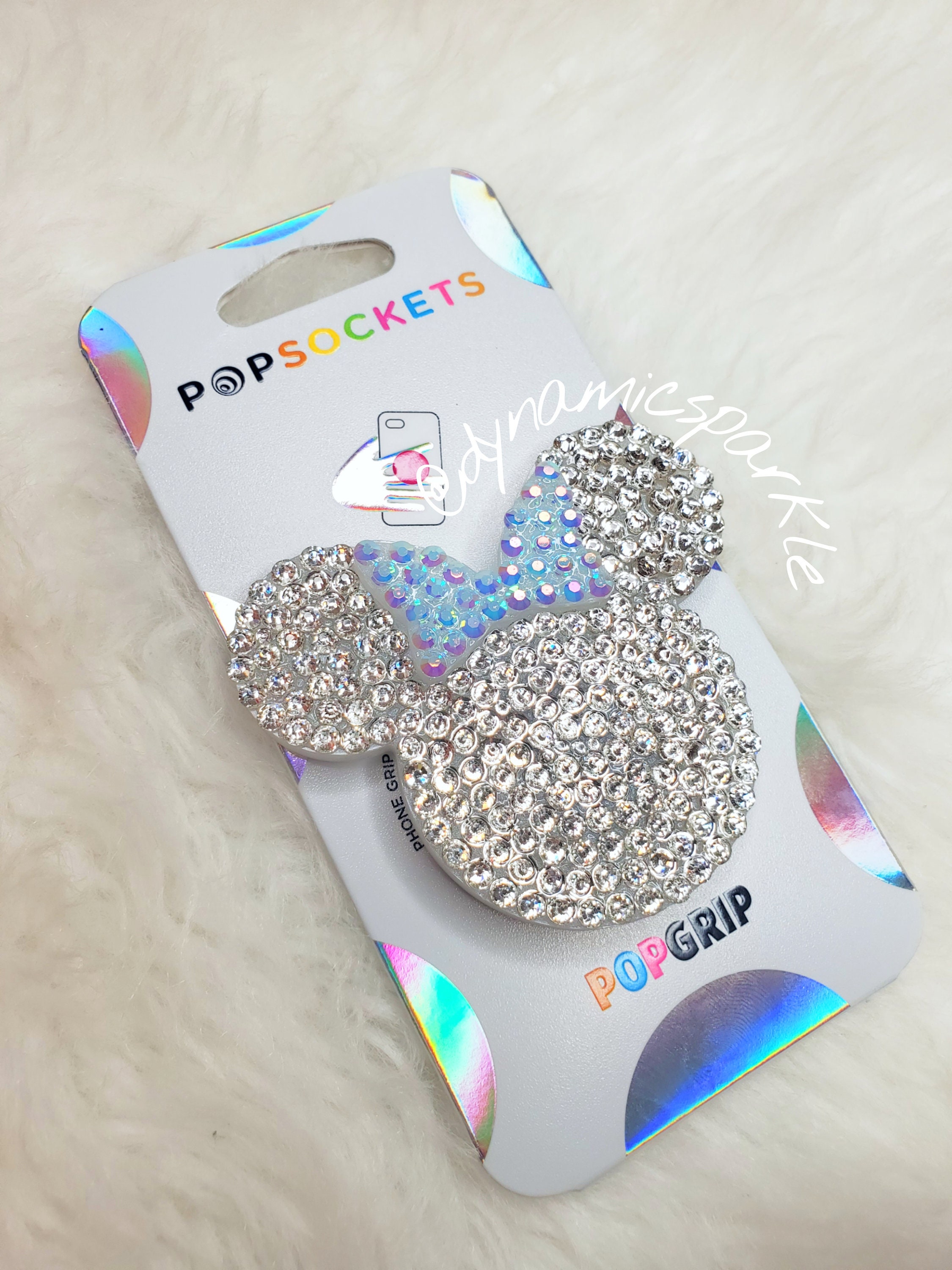 Custom Clear Minnie Mouse Blue Bow Inspired Bling Popsocket | Etsy