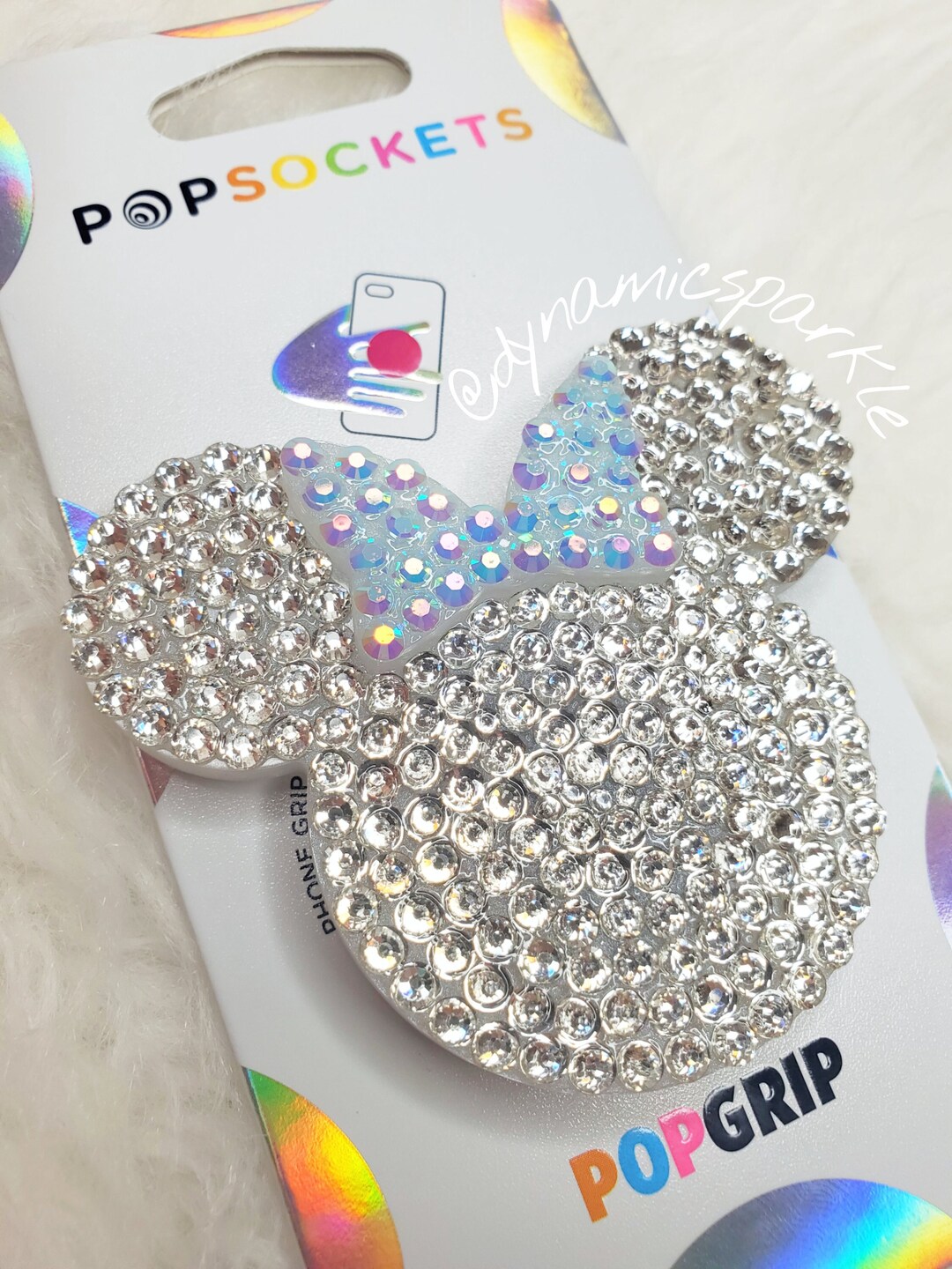Custom Clear Minnie Mouse Blue Bow Inspired Bling Popsocket - Etsy