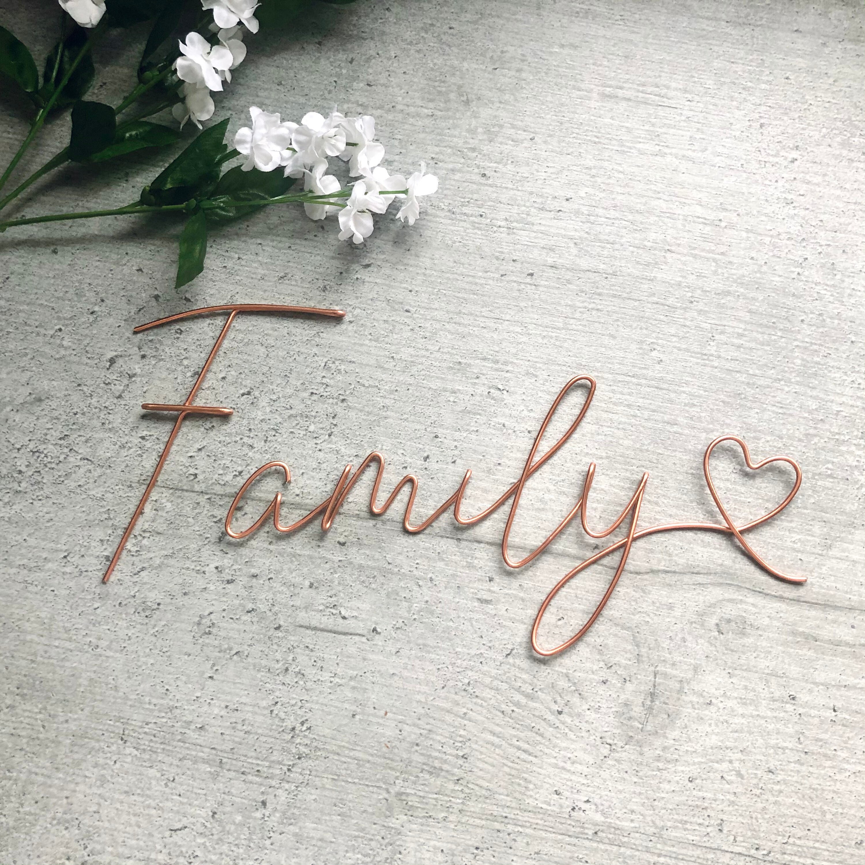 Wire Family Sign With Heart Wire Art Wire Words Living | Etsy