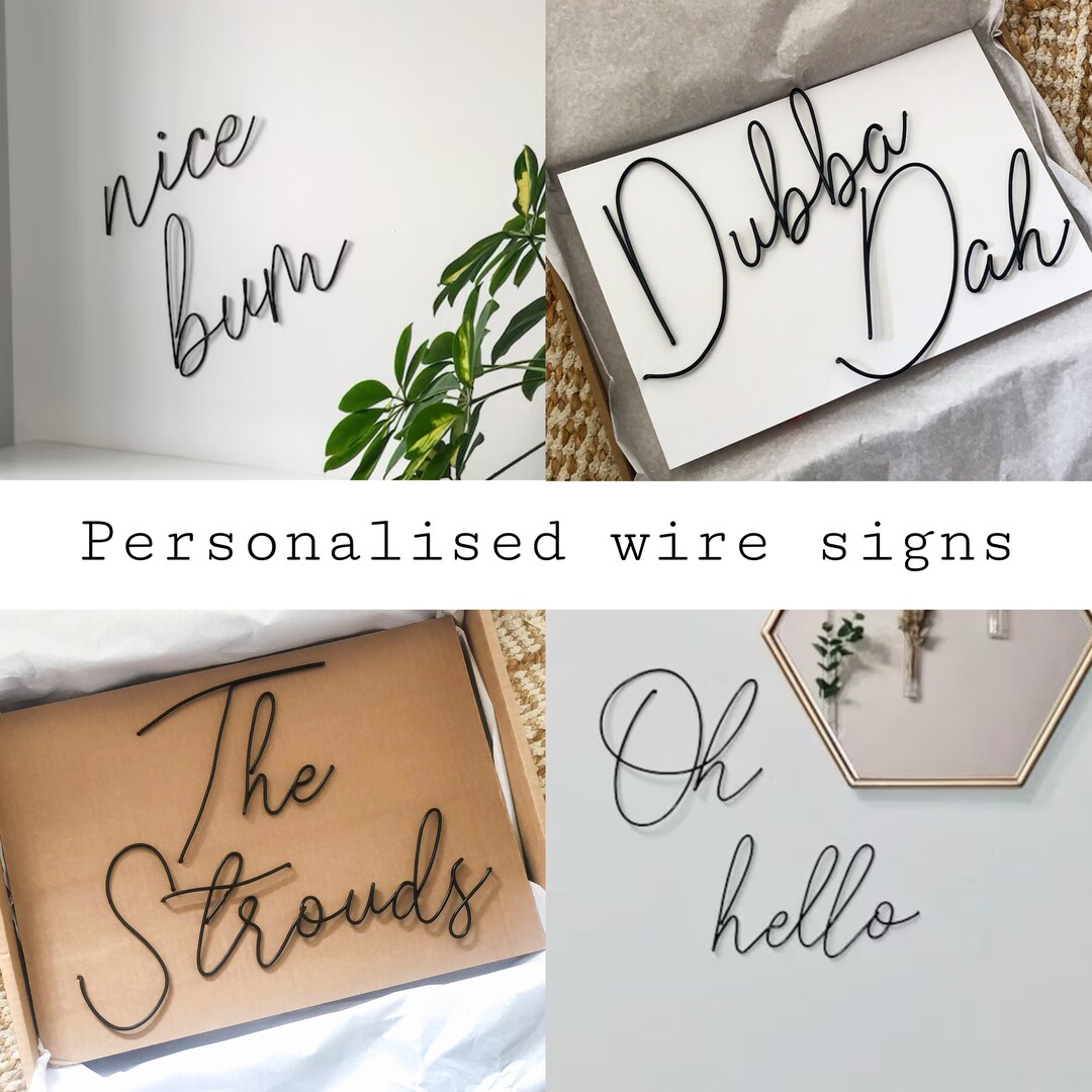 Custom Wire Words - Personalised Word Phrase - Wire Art Sign - Modern ...