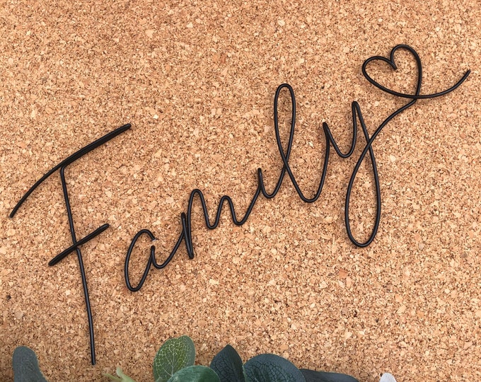 Wire Family Sign With Heart Wire Art Wire Words Living - Etsy