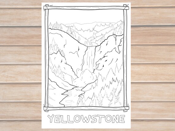 Yellowstone Coloring Page For Adults and Kids National Park | Etsy