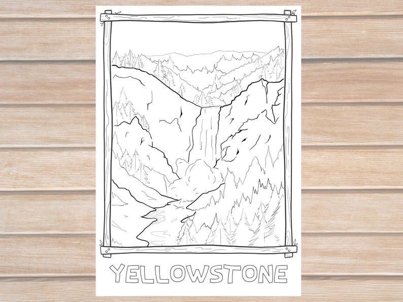 Yellowstone Coloring Page for Adults and Kids, National Park Coloring ...