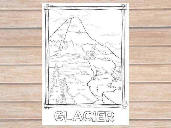 Glacier Coloring Page for Adults and Kids National Park | Etsy