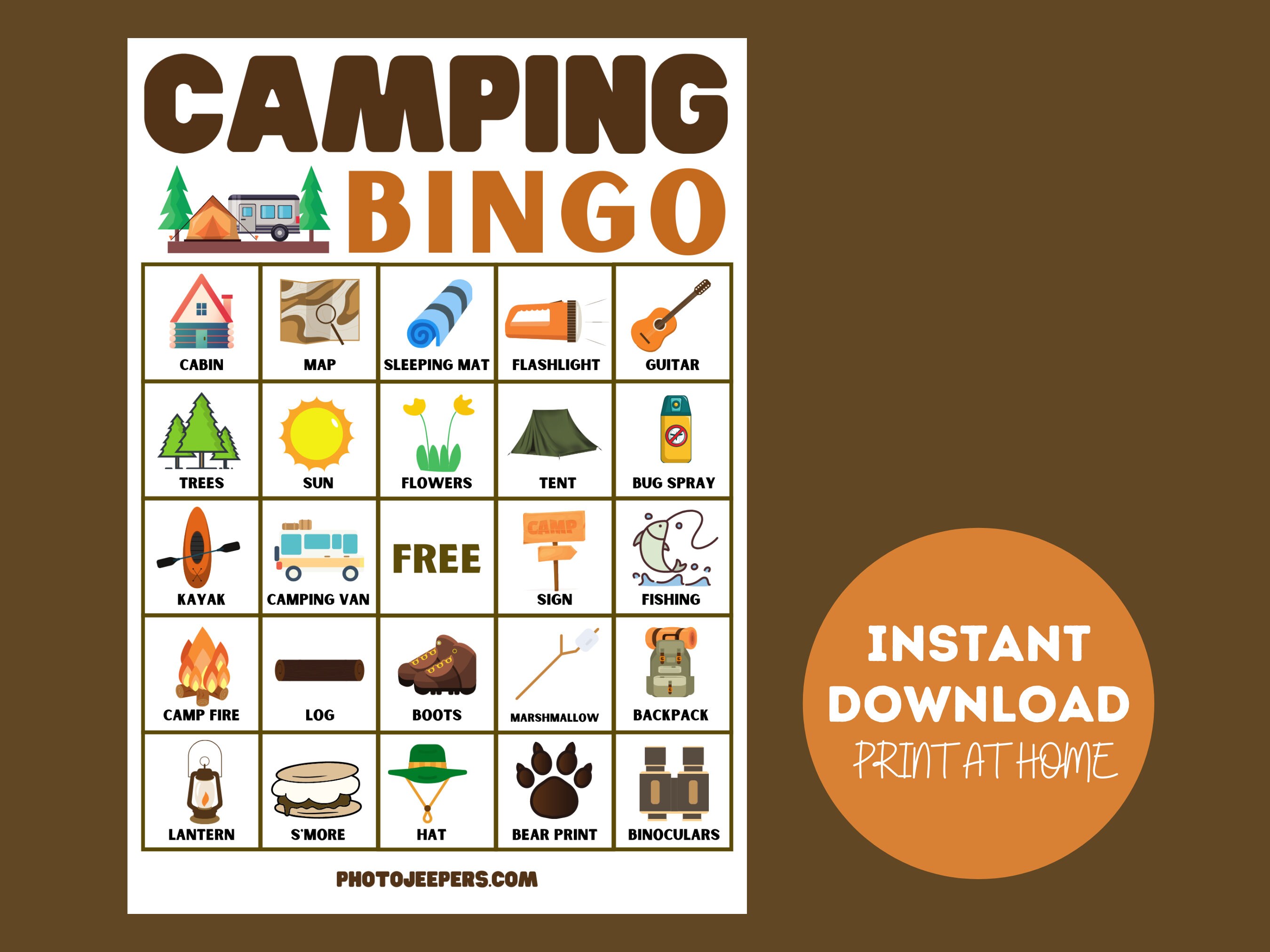 Camping BINGO for Kids, Kids Camping Game, Preschool Bingo Activity ...