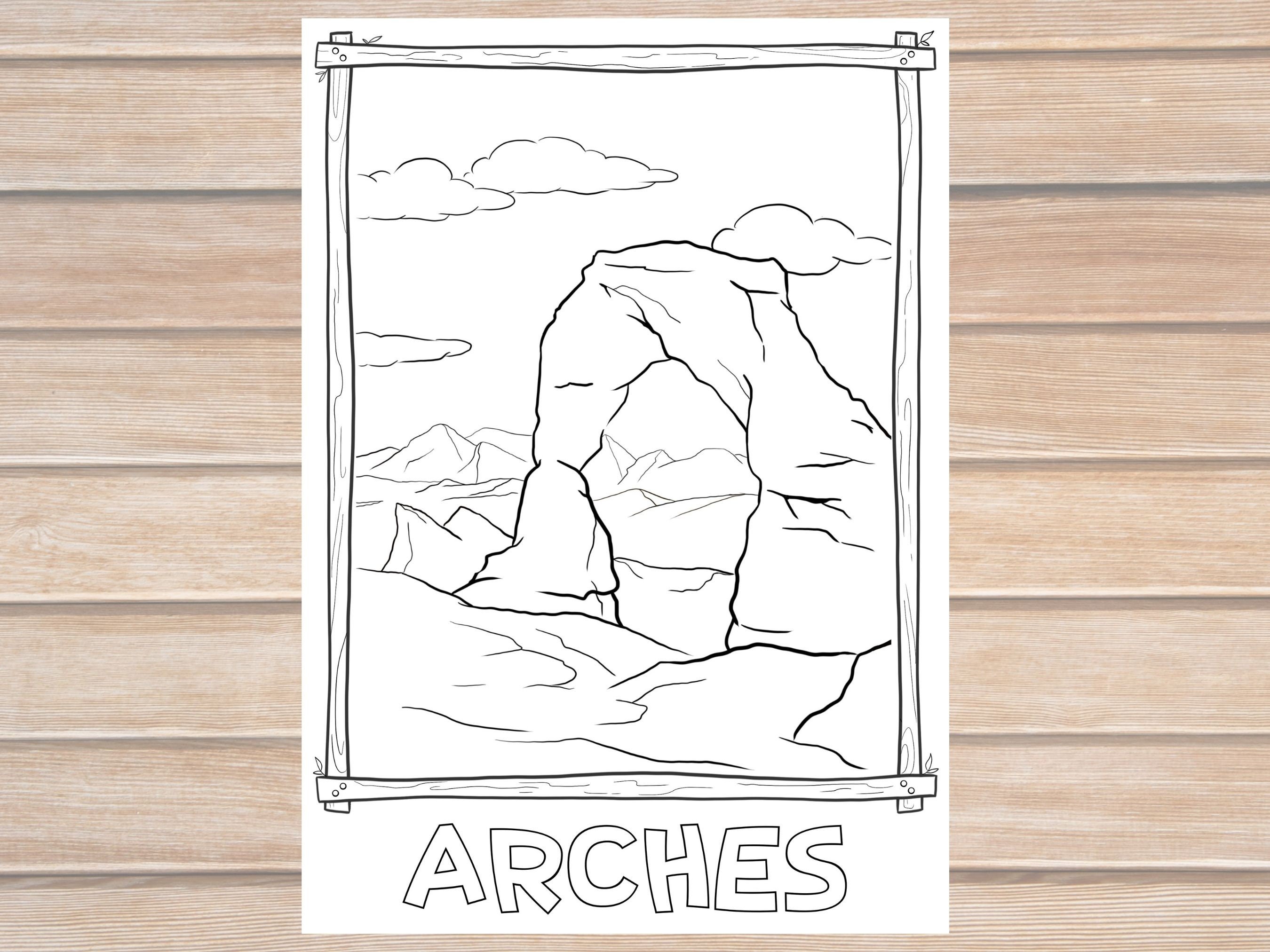 Arches National Park Coloring Page for Adults and Kids - Etsy