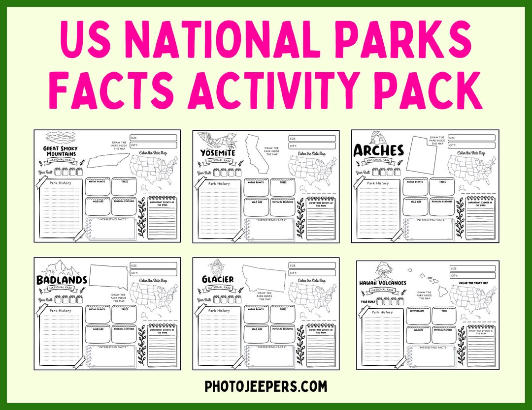 National Park Facts, National Park Printable, National Park Activity ...