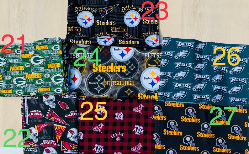NFL Football Cotton Fabric Pick Your Team Each @ 1/8 of a Yard 100% ...