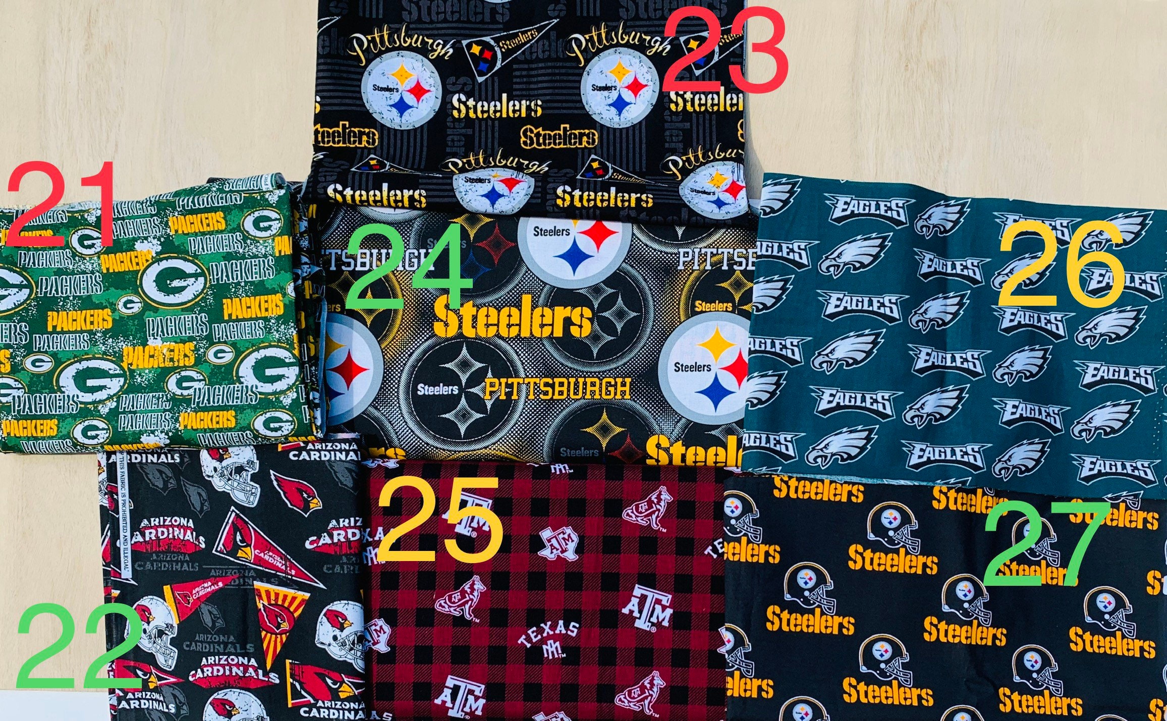 NFL Football Cotton Fabric Pick Your Team by 1/4 of a Yard 100% COTTON ...