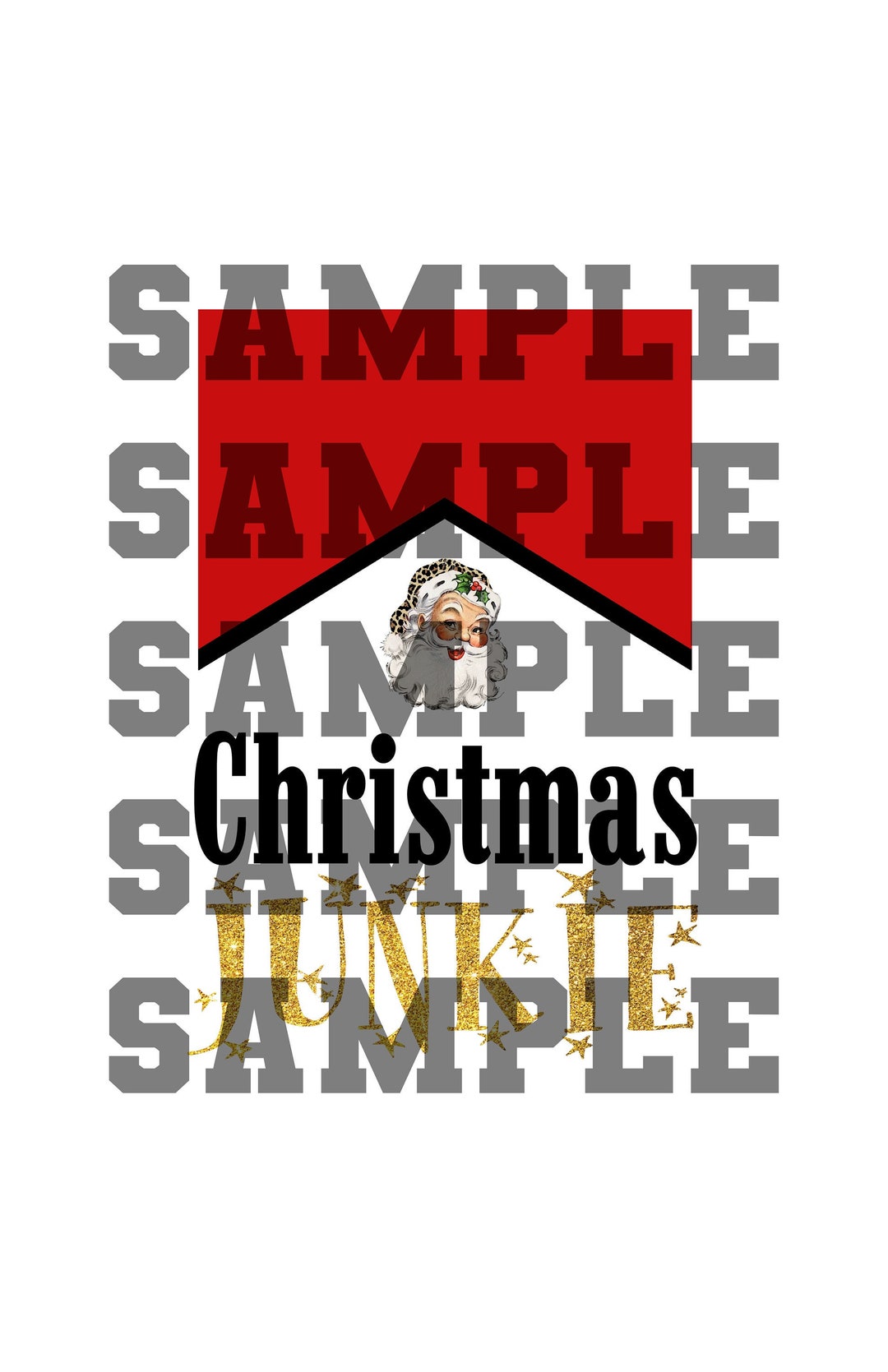 Christmas Junkie Santa and Tree Logo Sublimation Design Digital JPG PNG ...
