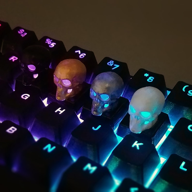 Skull Backlit LED Keycaps Handmade Resin Custom Artisan - Etsy