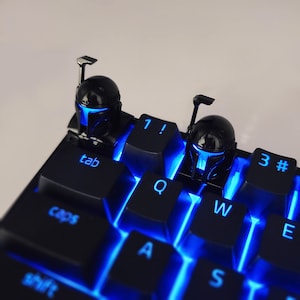 The Mandalorian Boba Fett Backlit LED Keycap Handmade Resin Custom ...