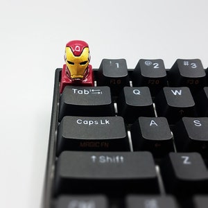 The Avengers Iron Man Backlit LED Keycaps Handmade Resin Custom Artisan ...