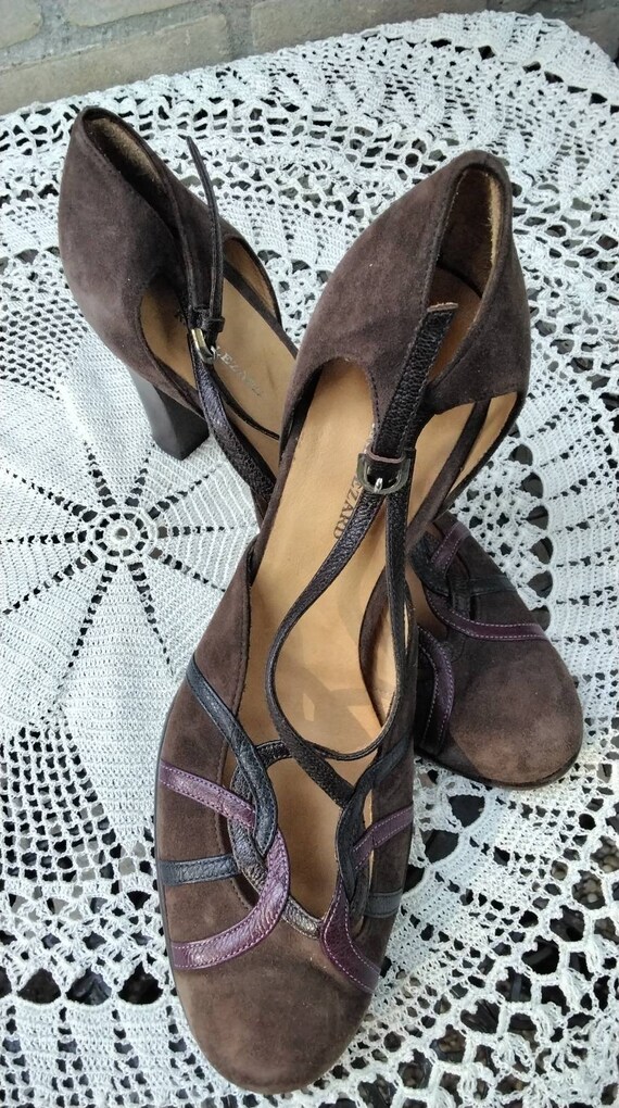 Rene Lazard made in Italy brown, purple suede leather… - Gem