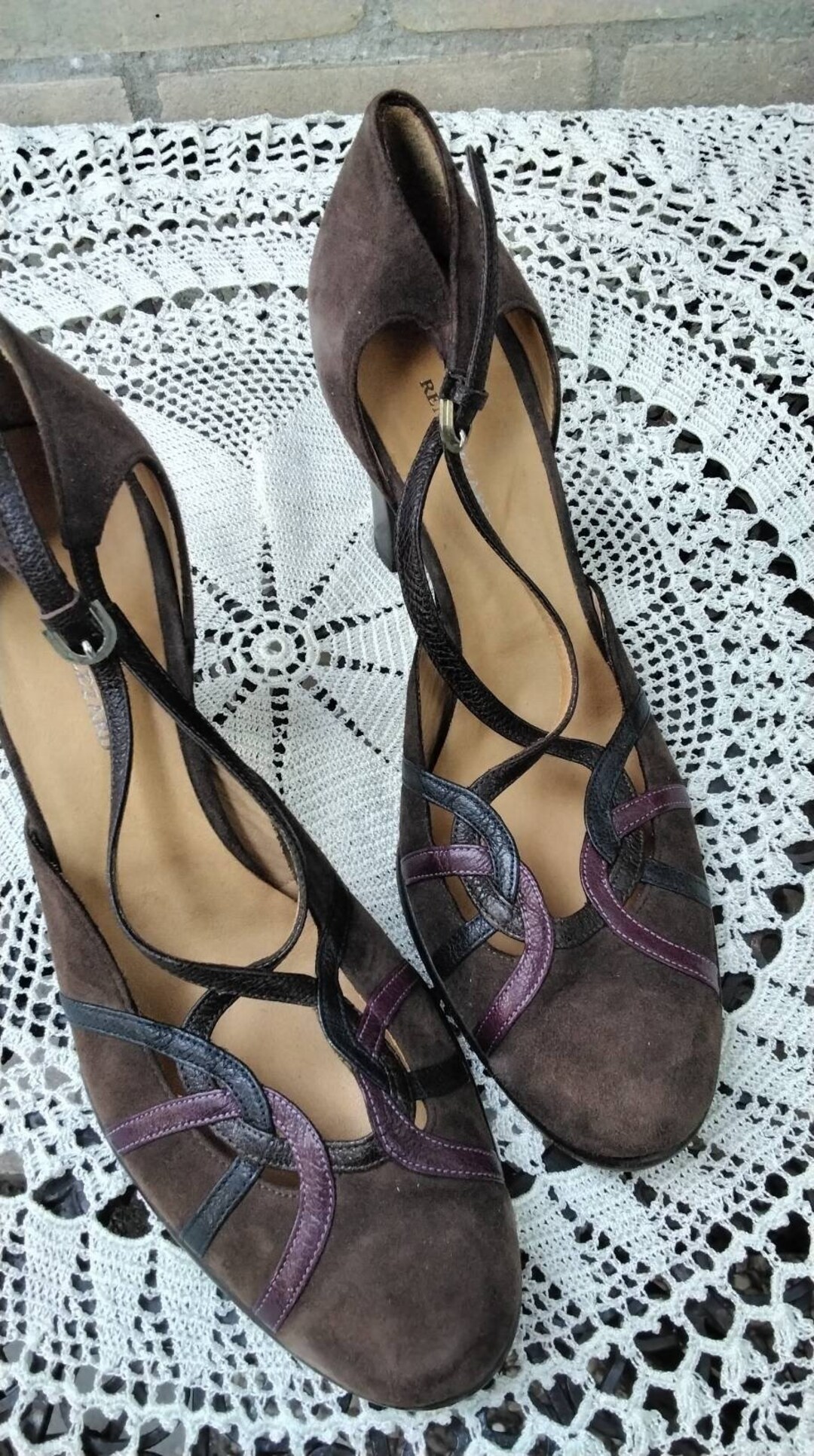 Rene Lazard Made in Italy Brown, Purple Suede Leather Size 36.5 Pumps ...