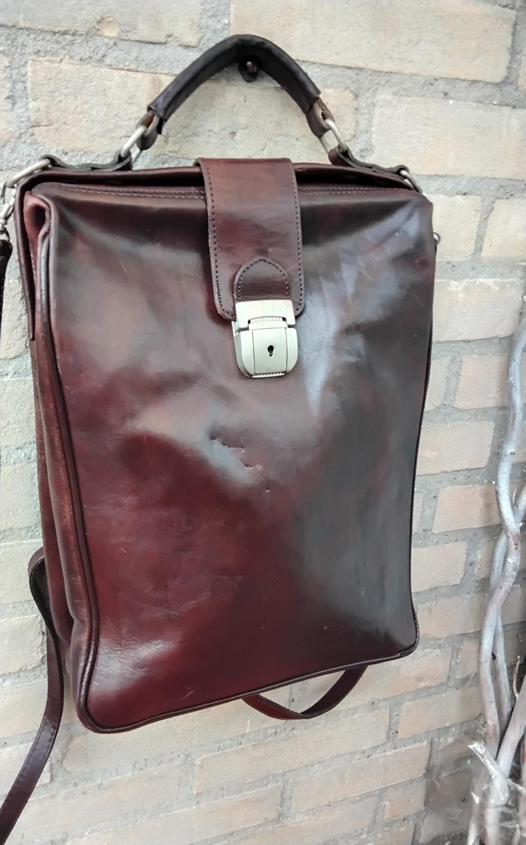 GUILIAN0 Dark Brown Sturdy Structure Leather Backpack, Shoulder Bag ...