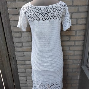 White Crochet Summer Beach Dress Size S/M Bohemian Ibiza Festival Dress ...