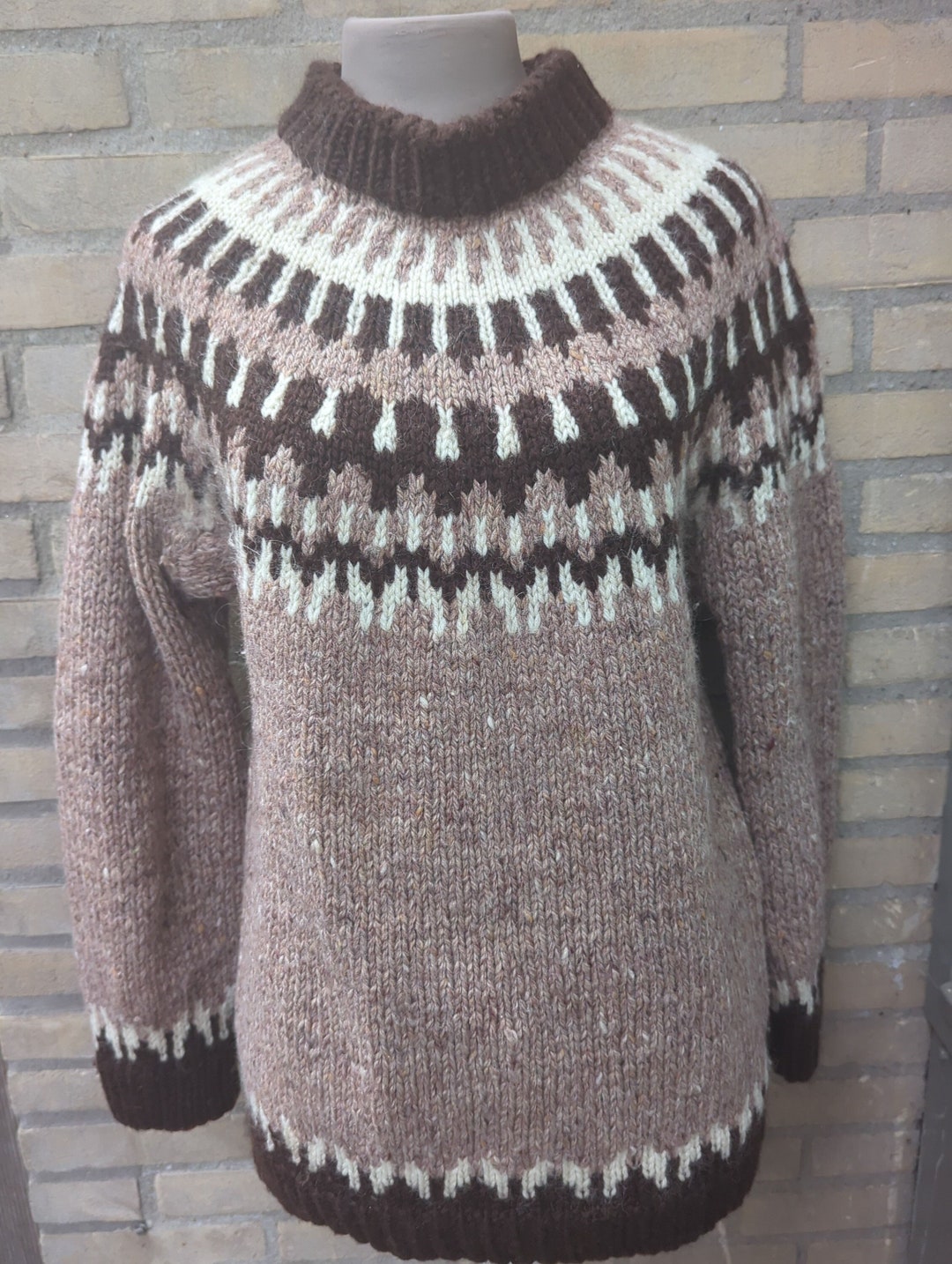 Hand Knitted Earthy Warm Autum Colors Scandinavian Faire Isle Thick ...