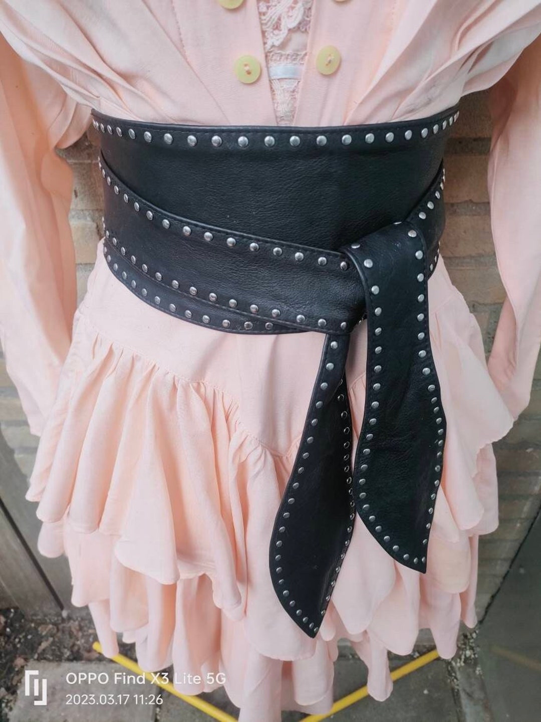 Vintage Obi 1980,s Black Leather Rock, Studs, Sexy Punk Waist Corset ...