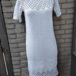 White Crochet Summer Beach Dress Size S/M Bohemian Ibiza Festival Dress ...
