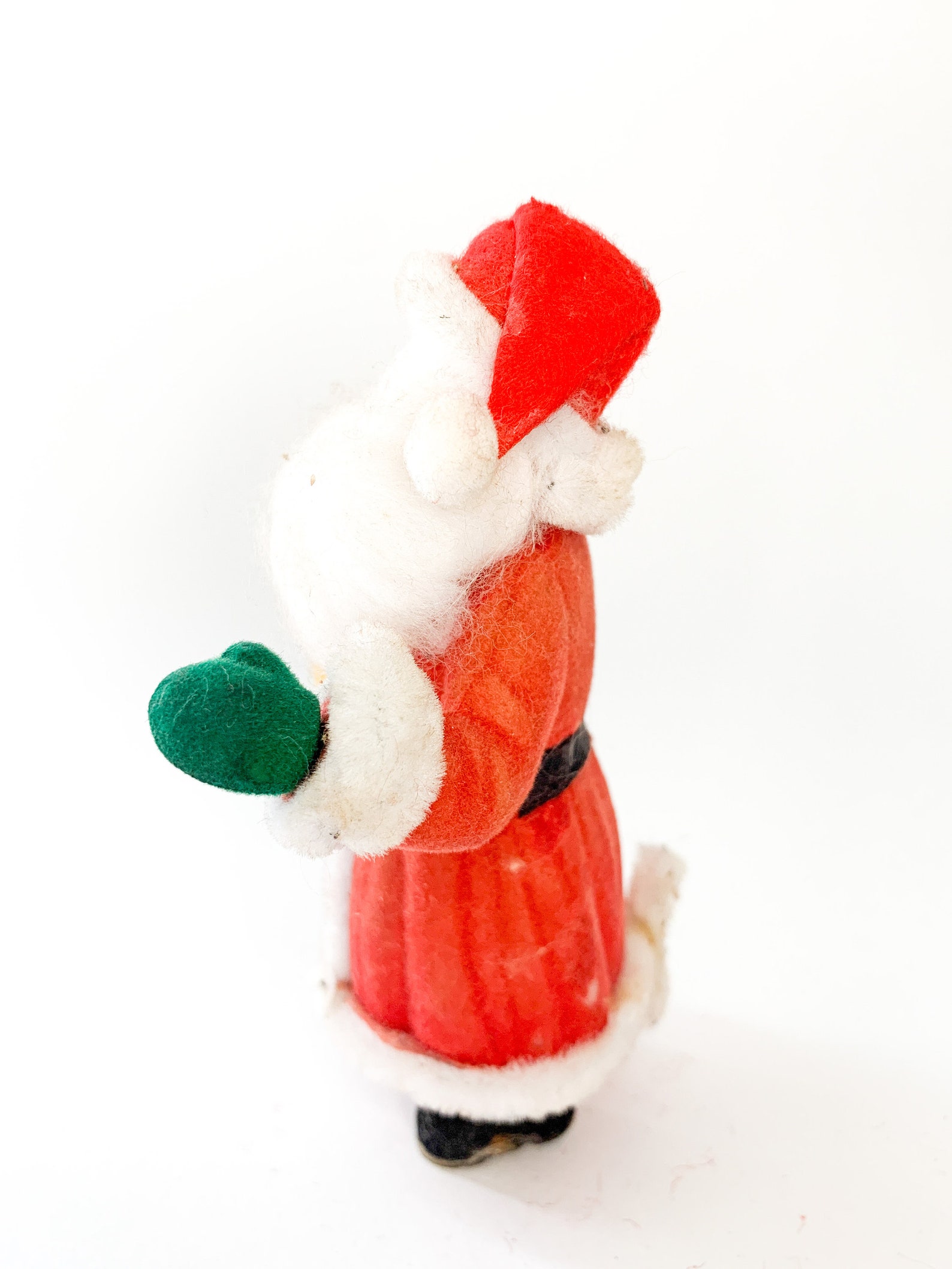 Vintage Flocked Santa Claus With Chenille Lined Coat Holding a | Etsy