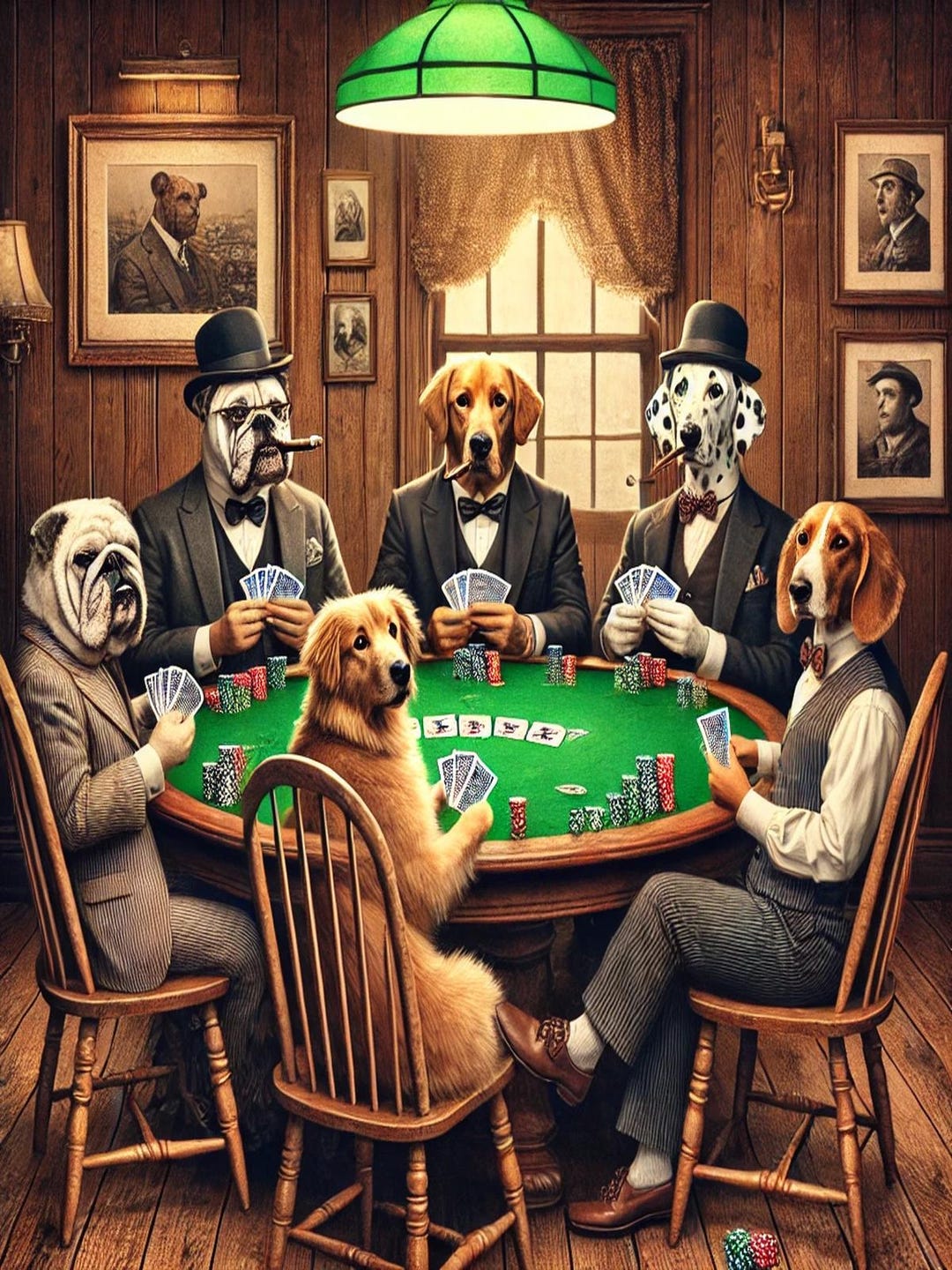 Vintage Dogs Playing Poker Digital Art – Classic Canine Card Game ...