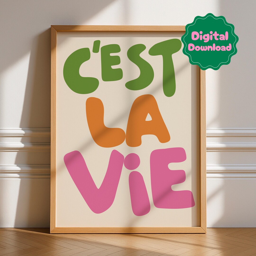 C’est La Vie Word Print, Digital Download, French Typography, Quotes ...