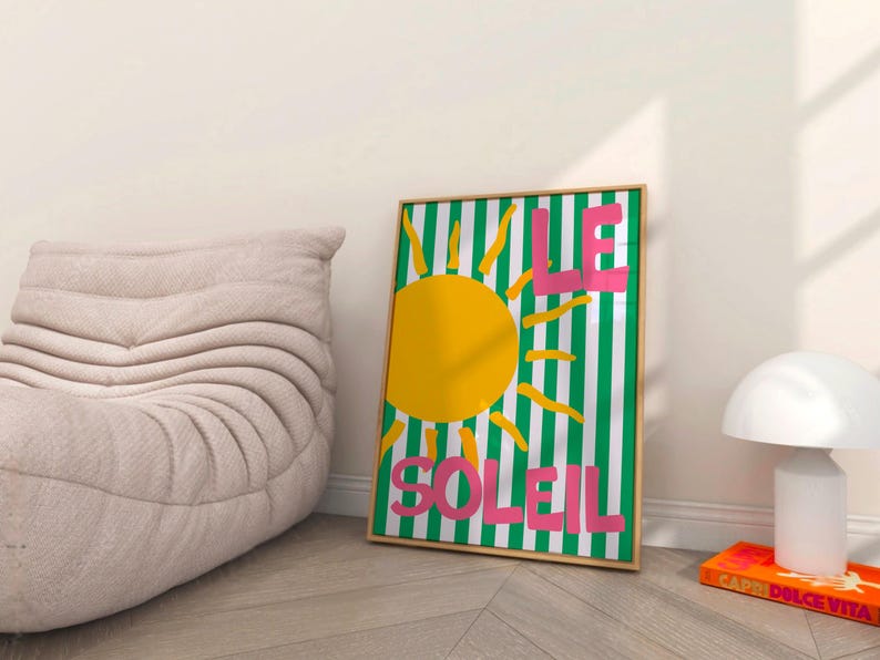 Le Soleil Print, Digital Download, Summer Aesthetic Gallery Wall ...
