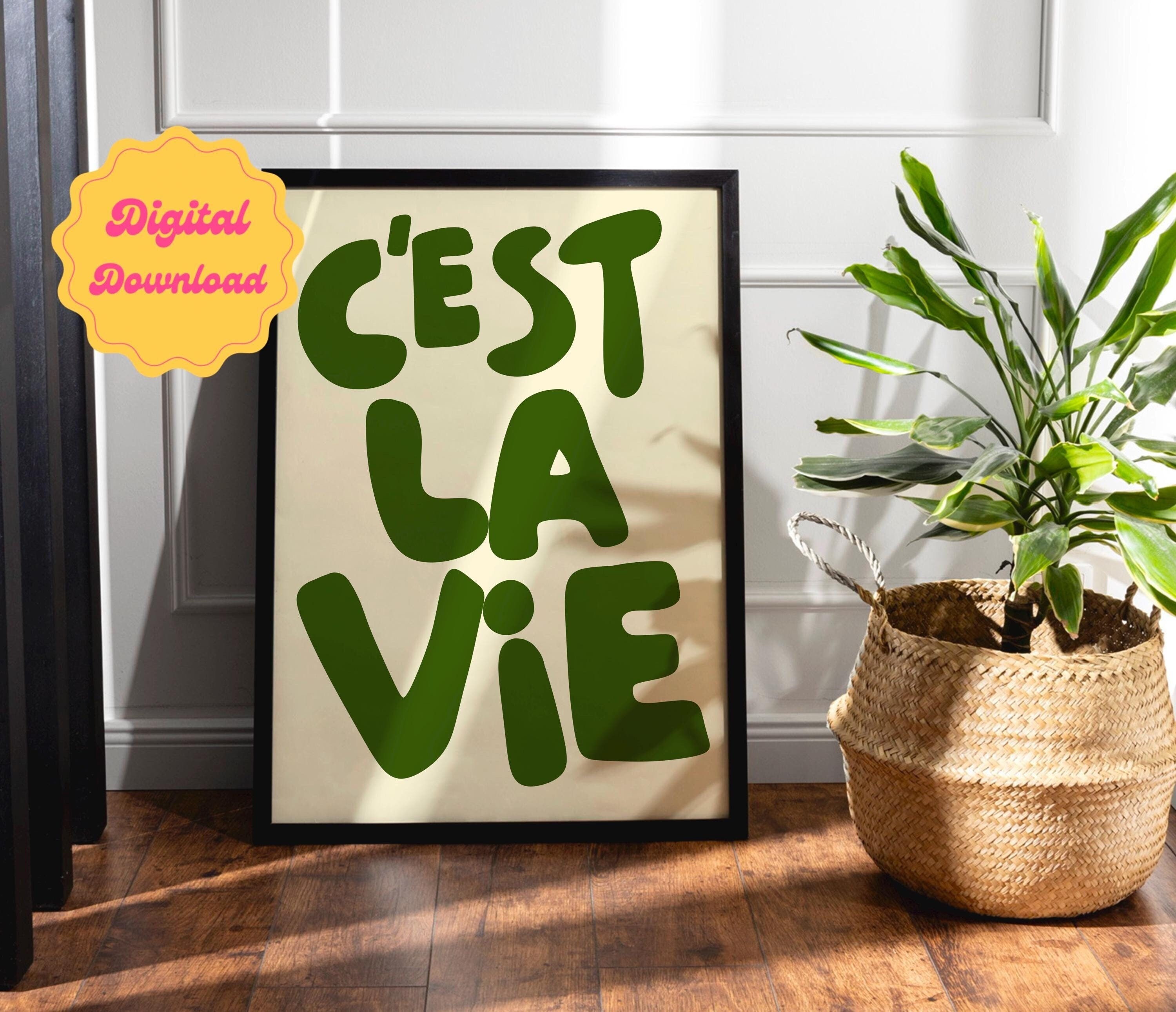 Cest La Vie Word Print, Digital Download French Typography, Quotes ...