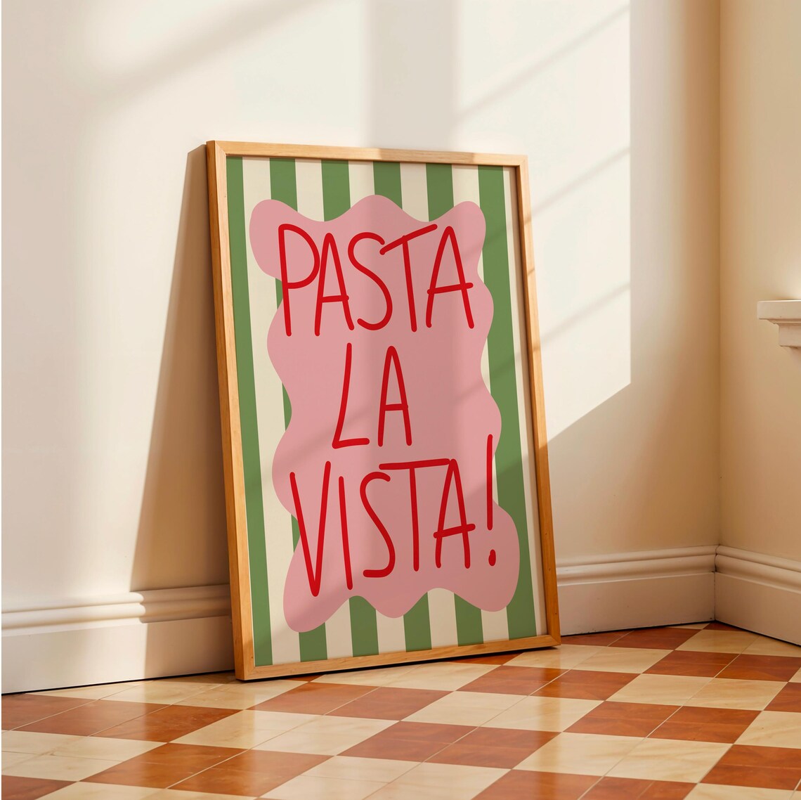 Pasta La Vista Print, Unframed Art, Bold Funky Kitchen Poster ...