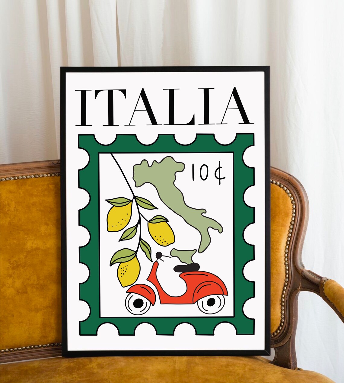 Italy Vintage Stamp Poster, Digital Download, Vespa Art, Travel Art ...
