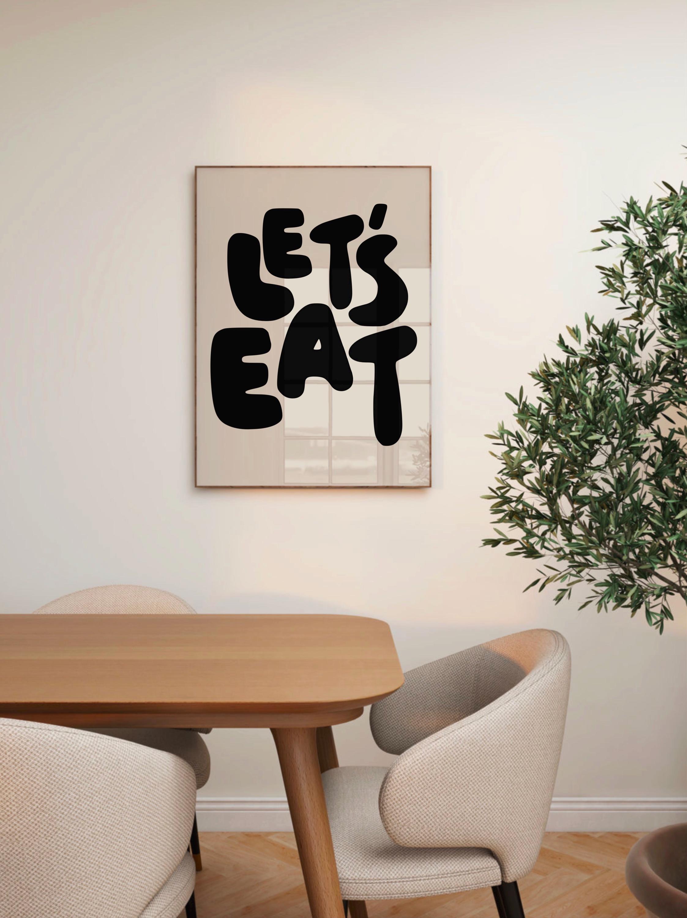 Lets Eat Word Print, Digital Download, Kitchen Typography, Quotes, Wall ...