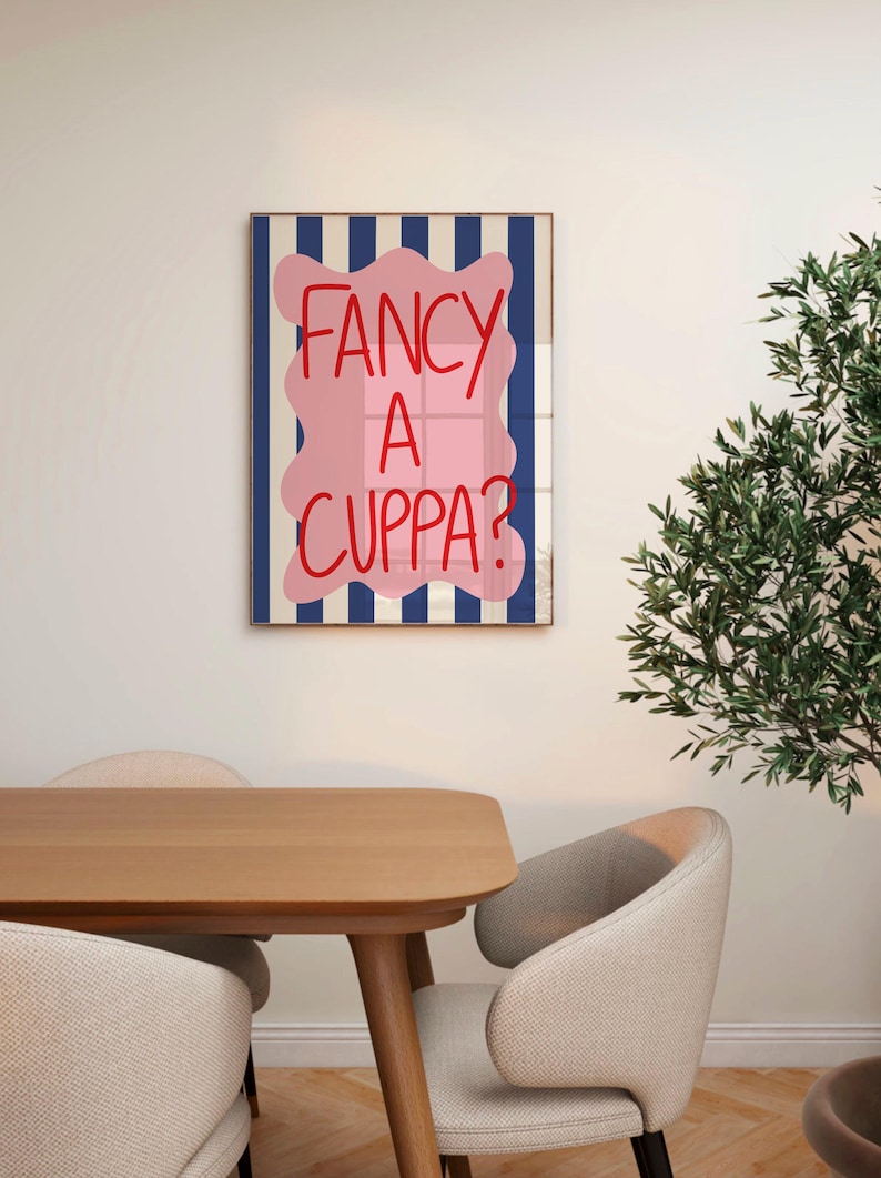 Fancy A Cuppa? Print, Unframed Art, Bold Funky Kitchen Poster ...