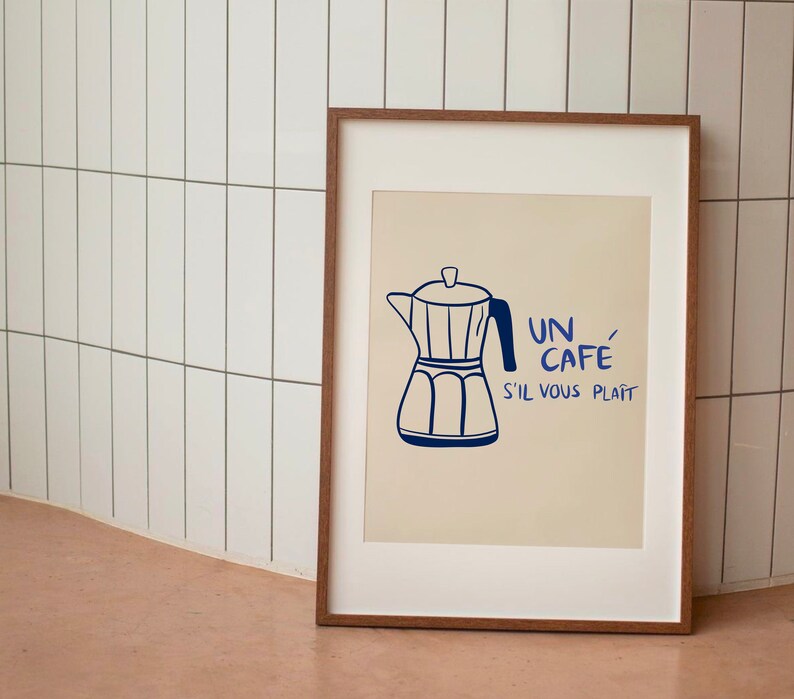 Un Café S’il Vous Plaît Poster, Digital Download, French Typography ...
