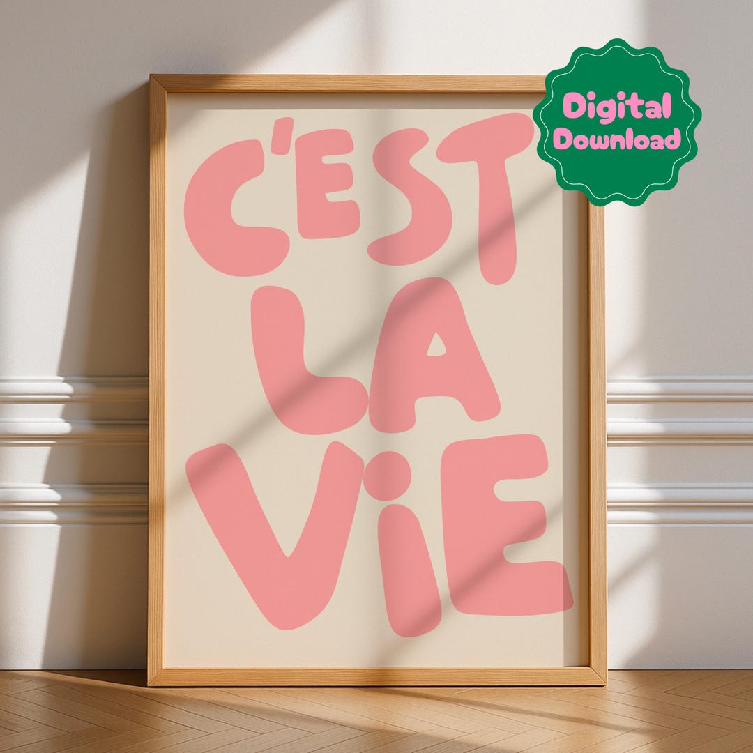 C’est La Vie Word Print, Digital Download, French Typography, Quotes ...
