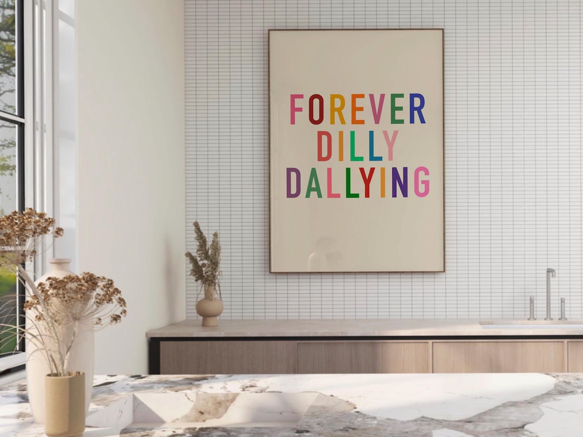 Forever Dilly Dallying Print, Unframed Art, Teen Dopamine Decor, Preppy ...