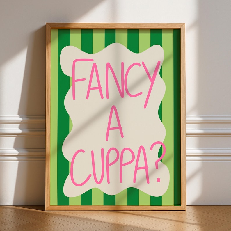 Fancy A Cuppa? Print, Unframed Art, Bold Funky Kitchen Poster ...