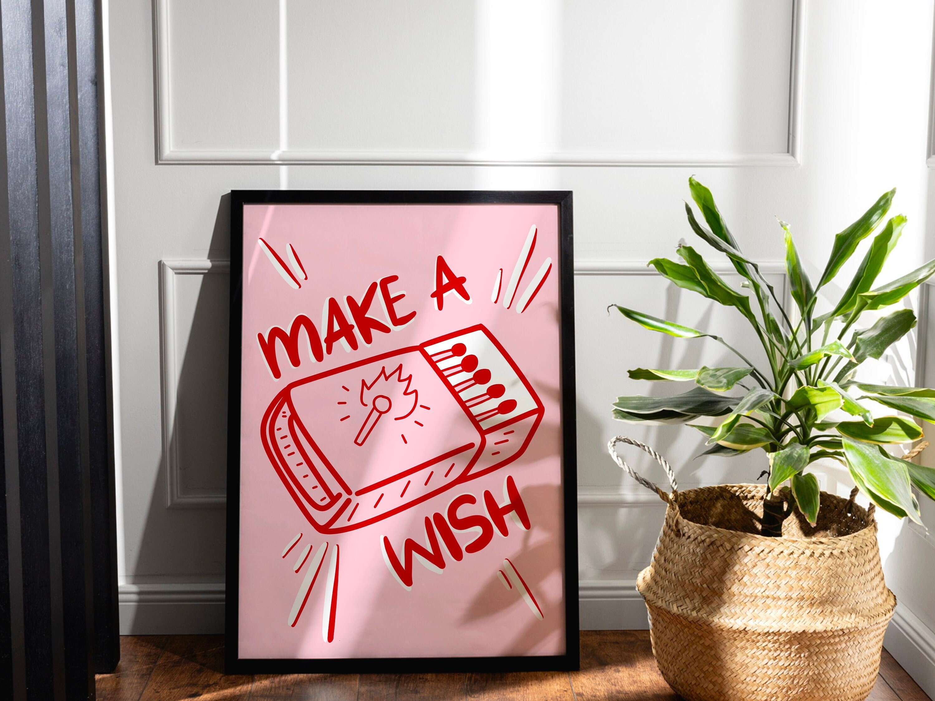 Matchbox Print, Matches Poster, Make a Wish, Fire, Flames, A1 A2 A3 A4 ...