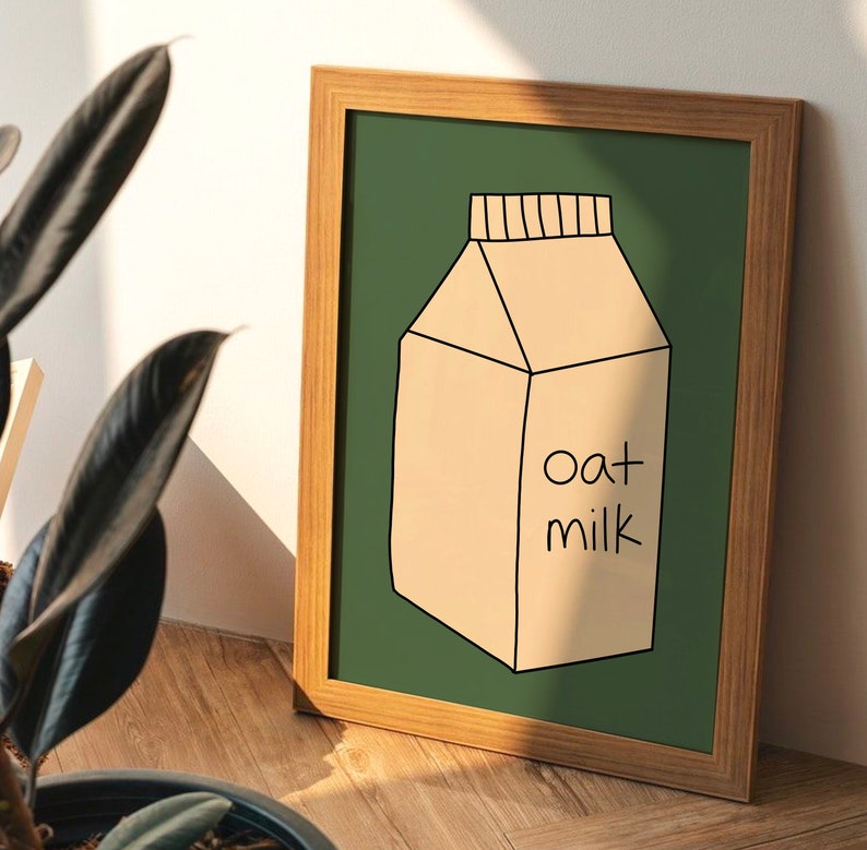 Oat Milk Carton, Digital Download, Wall Art, Retro, Trendy, Kitchen ...