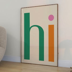 Hi Word Print, Typography Poster Art, Quotes, Simple, Hello, Digital ...